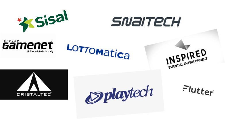 Sisal, Flutter, Cristaltec, Inspired, Lottomatica, Gamenet, Snaitech ...